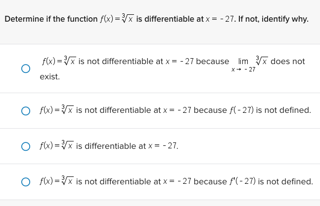 Solved Determine if the function f(x)=3x is differentiable | Chegg.com
