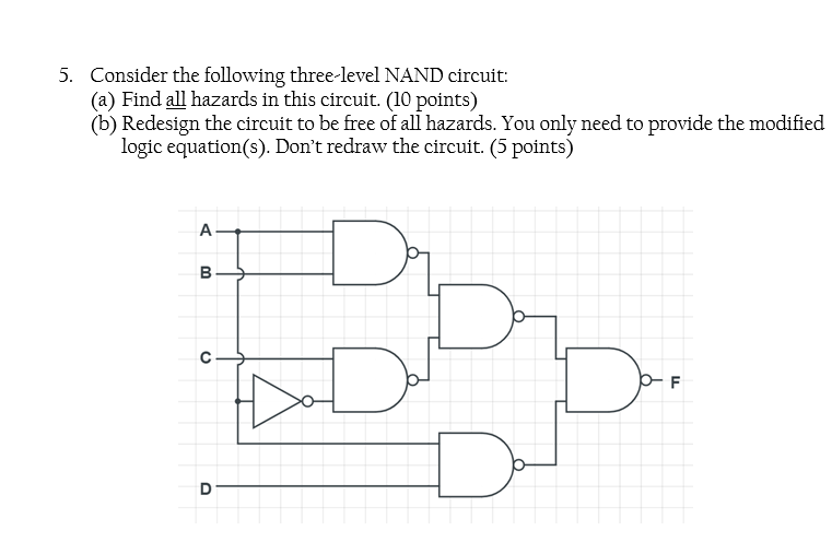 Solved 5. Consider the following three-level NAND circuit: | Chegg.com