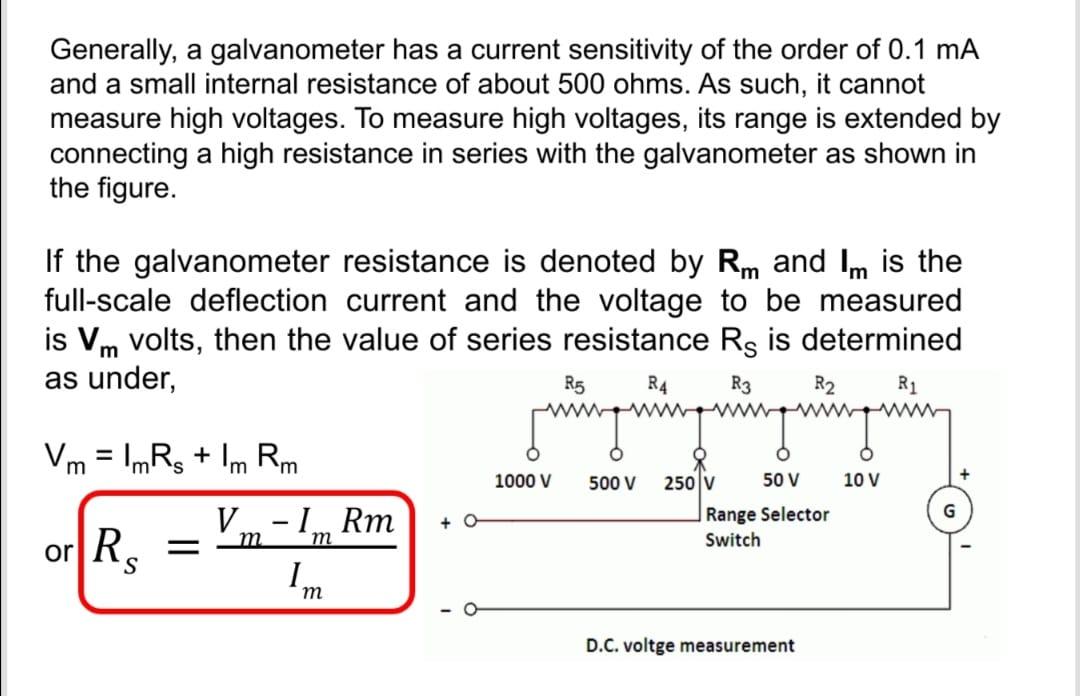 Solved Generally, a galvanometer has a current sensitivity | Chegg.com