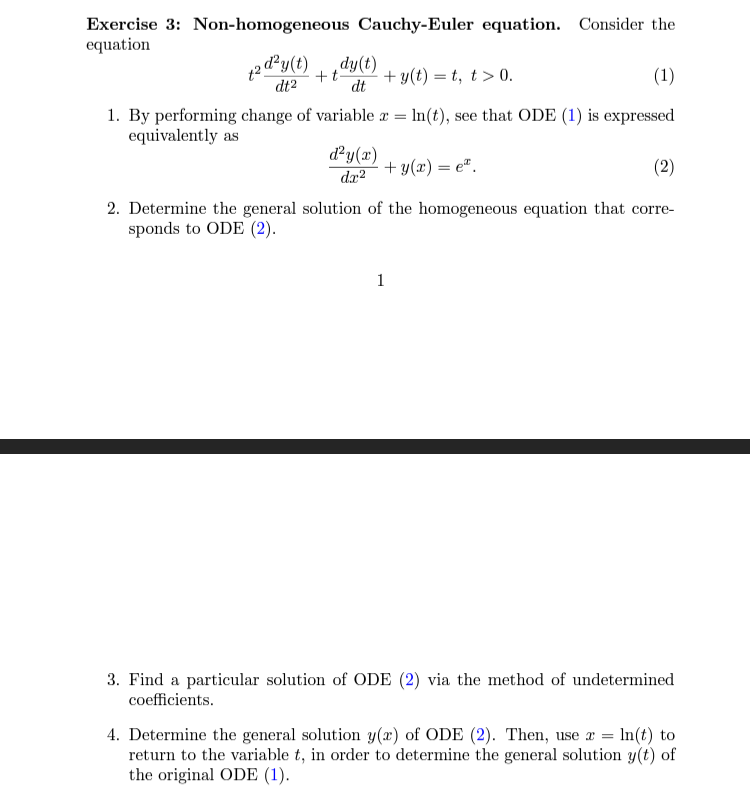 Solved Exercise 3 Non Homogeneous Cauchy Euler Equation
