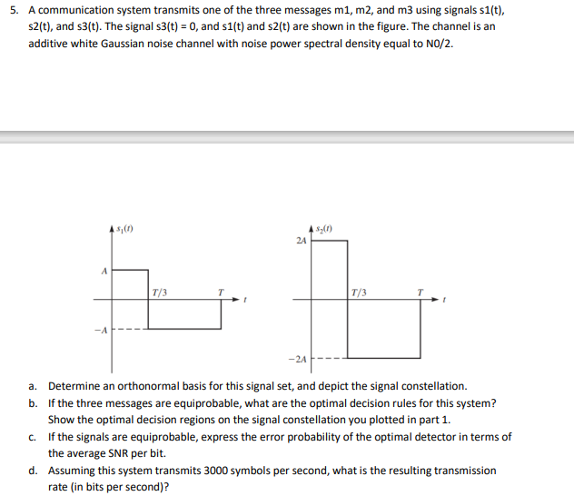 Solved A communication system transmits one of the three | Chegg.com