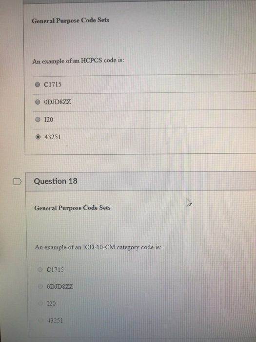 Solved General Purpose Code Sets An example of an HCPCS code | Chegg.com