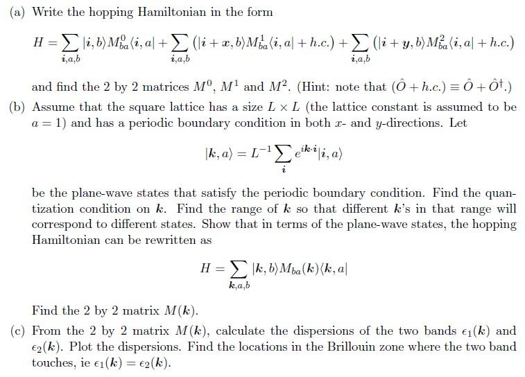 1. Band structure for graphene - tight binding model: | Chegg.com