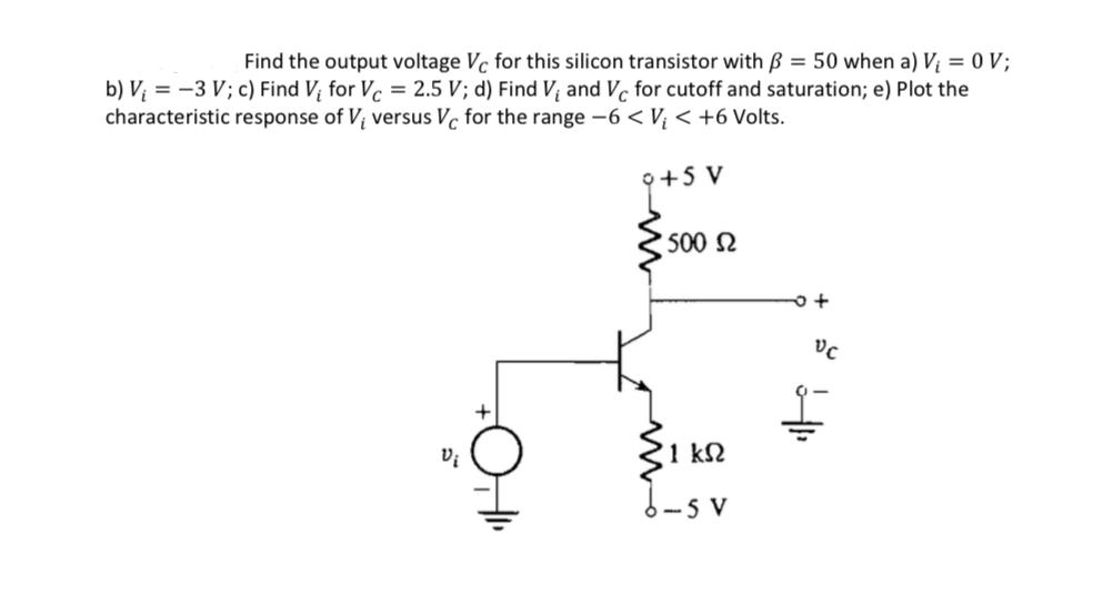 Solved Find the output voltage VC for this silicon | Chegg.com