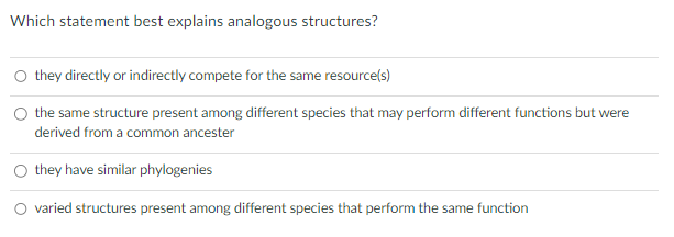 Solved Which statement best explains analogous | Chegg.com