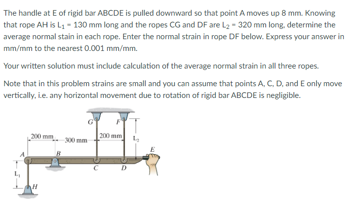 [Solved]: The handle at ( mathrm{E} ) of rigid bar