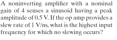 Solved A noninverting amplifier with a nominal gain of 4 | Chegg.com