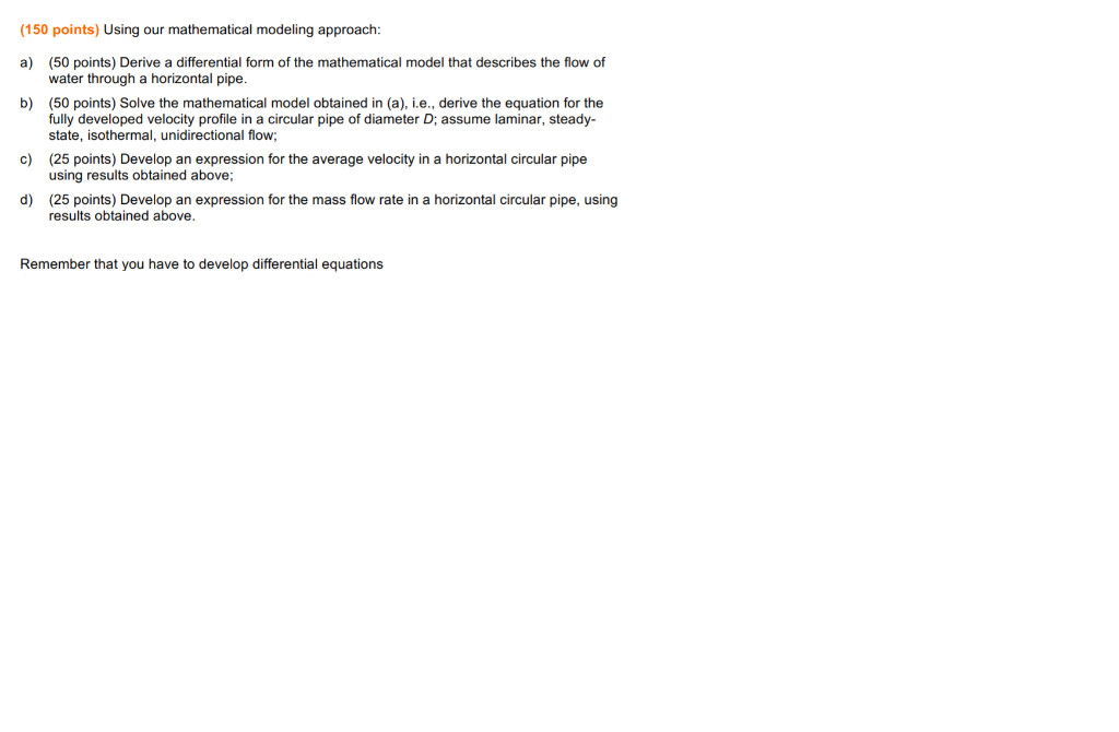 Solved (150 points) Using our mathematical modeling | Chegg.com