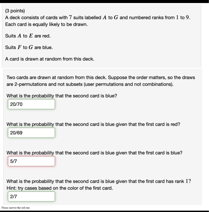 Solved (3 points) A deck consists of cards with 7 suits | Chegg.com