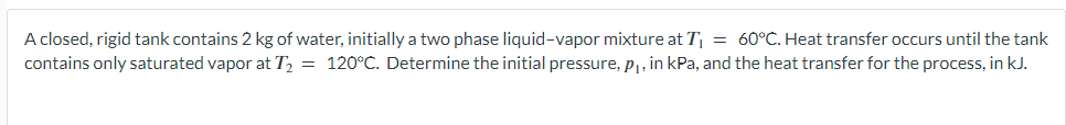 A closed, rigid tank contains 2 kg of water, | Chegg.com