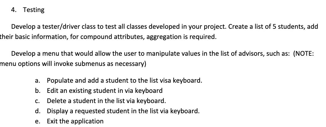 Solved Construct a class called "Student" which meets the | Chegg.com