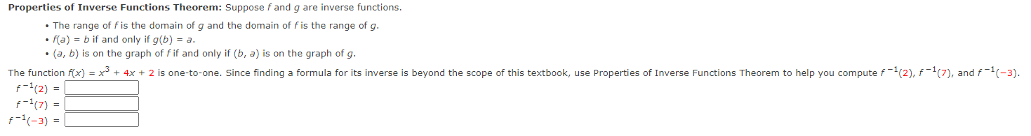 Solved Properties of Inverse Functions Theorem: Suppose f | Chegg.com