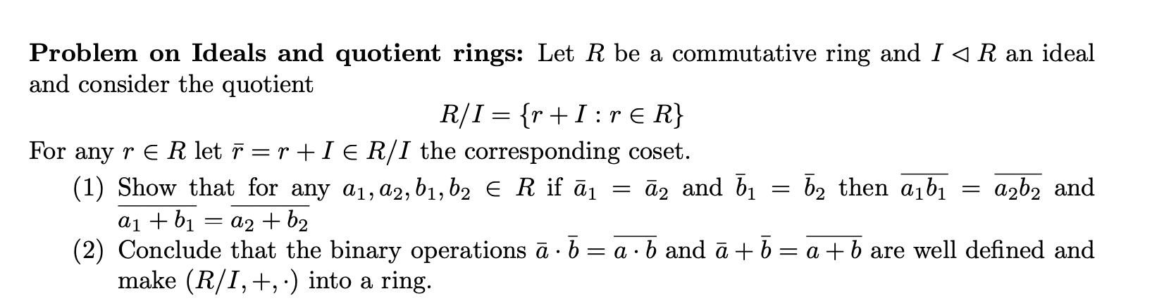 Solved Problem on Ideals and quotient rings: Let R ﻿be a | Chegg.com