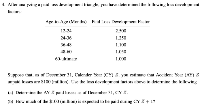 Solved After analyzing a paid loss development triangle, you | Chegg.com