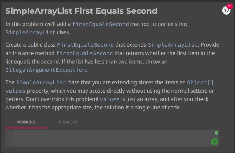 Solved SimpleArrayList First Equals Second In this problem | Chegg.com