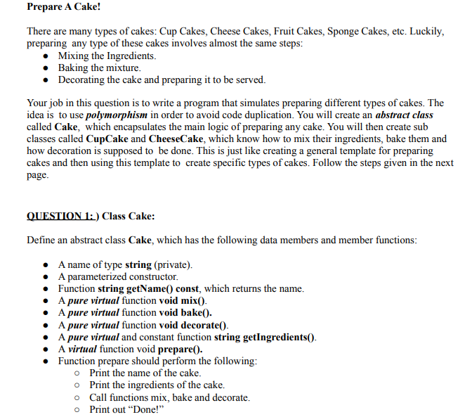 Solved There are many types of cakes: Cup Cakes, Cheese | Chegg.com