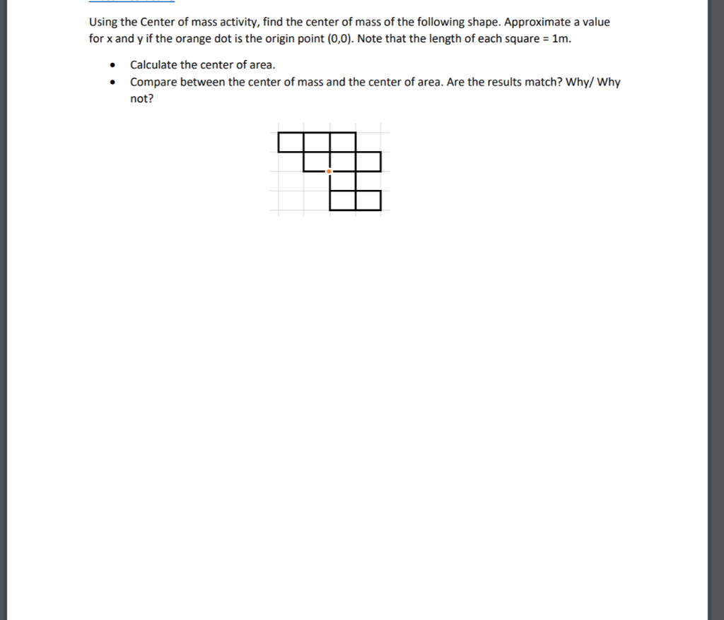 Solved Using the Center of mass activity, find the center of | Chegg.com