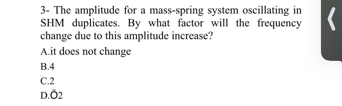 Solved s 3- The amplitude for a mass-spring system | Chegg.com