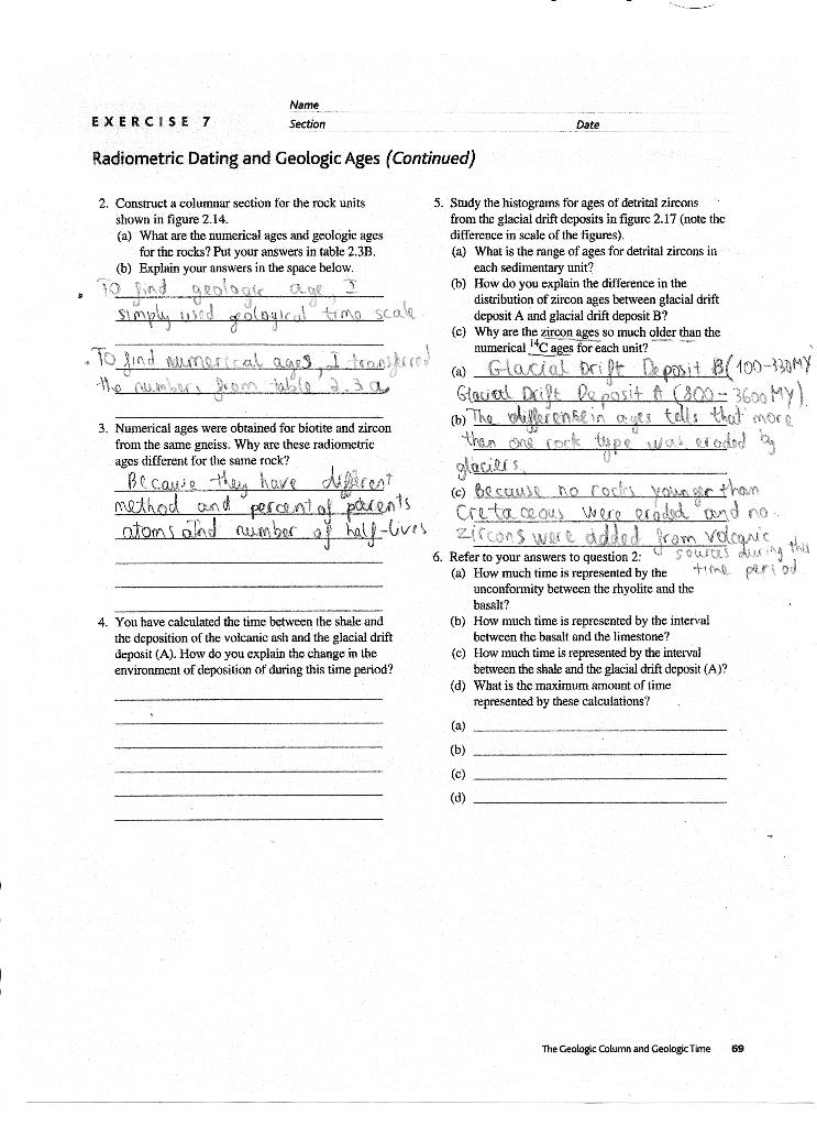 Solved Name Section EXERCISE 7 Date Radiometric Dating and | Chegg.com