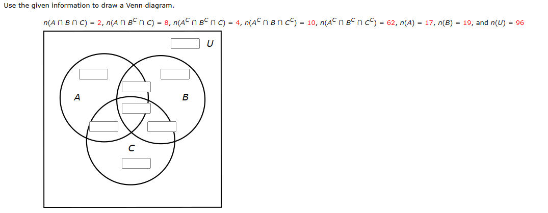 Solved Use the given information to draw a Venn diagram. | Chegg.com