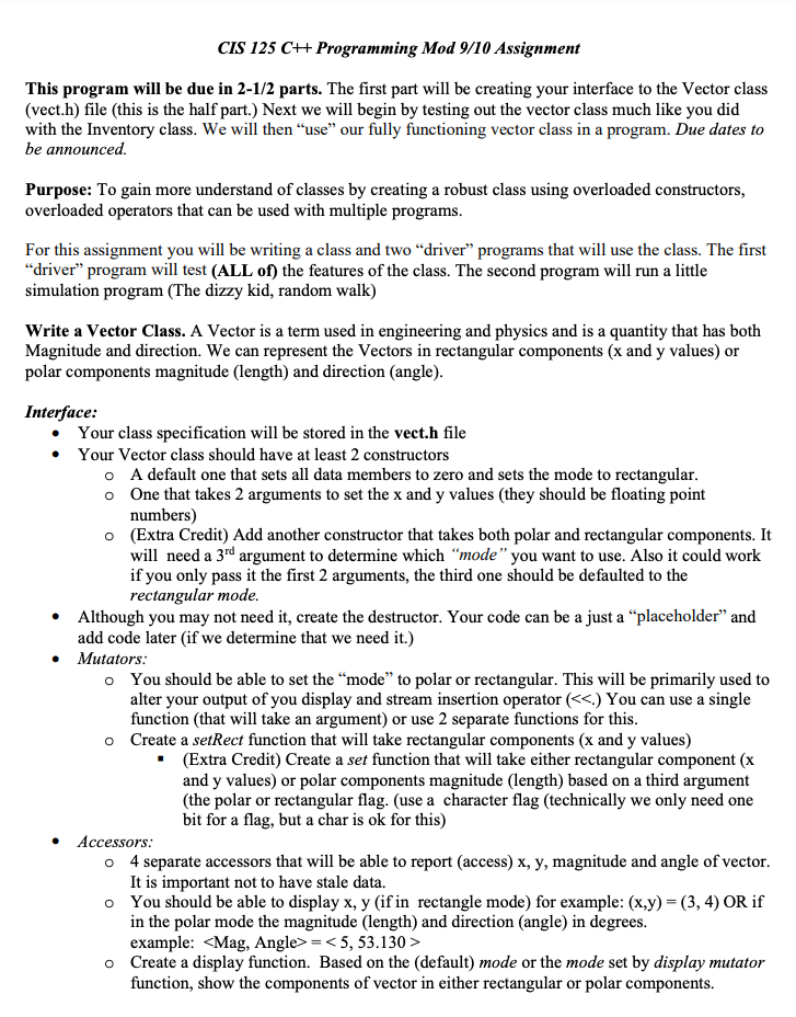 Solved CIS 125 CH Programming Mod 9/10 Assignment This | Chegg.com