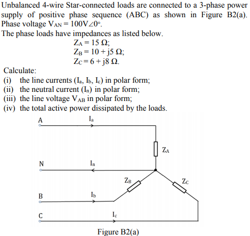 Solved Unbalanced 4-wire Star-connected loads are connected | Chegg.com