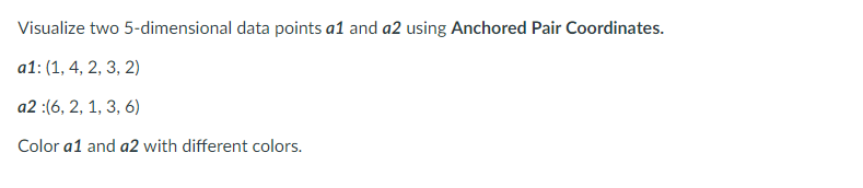 Solved Visualize two 5-dimensional data points a1 and a2 | Chegg.com