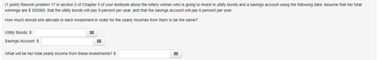 Solved (1 point) Rework problem 17 in section 2 of Chapter 5 | Chegg.com