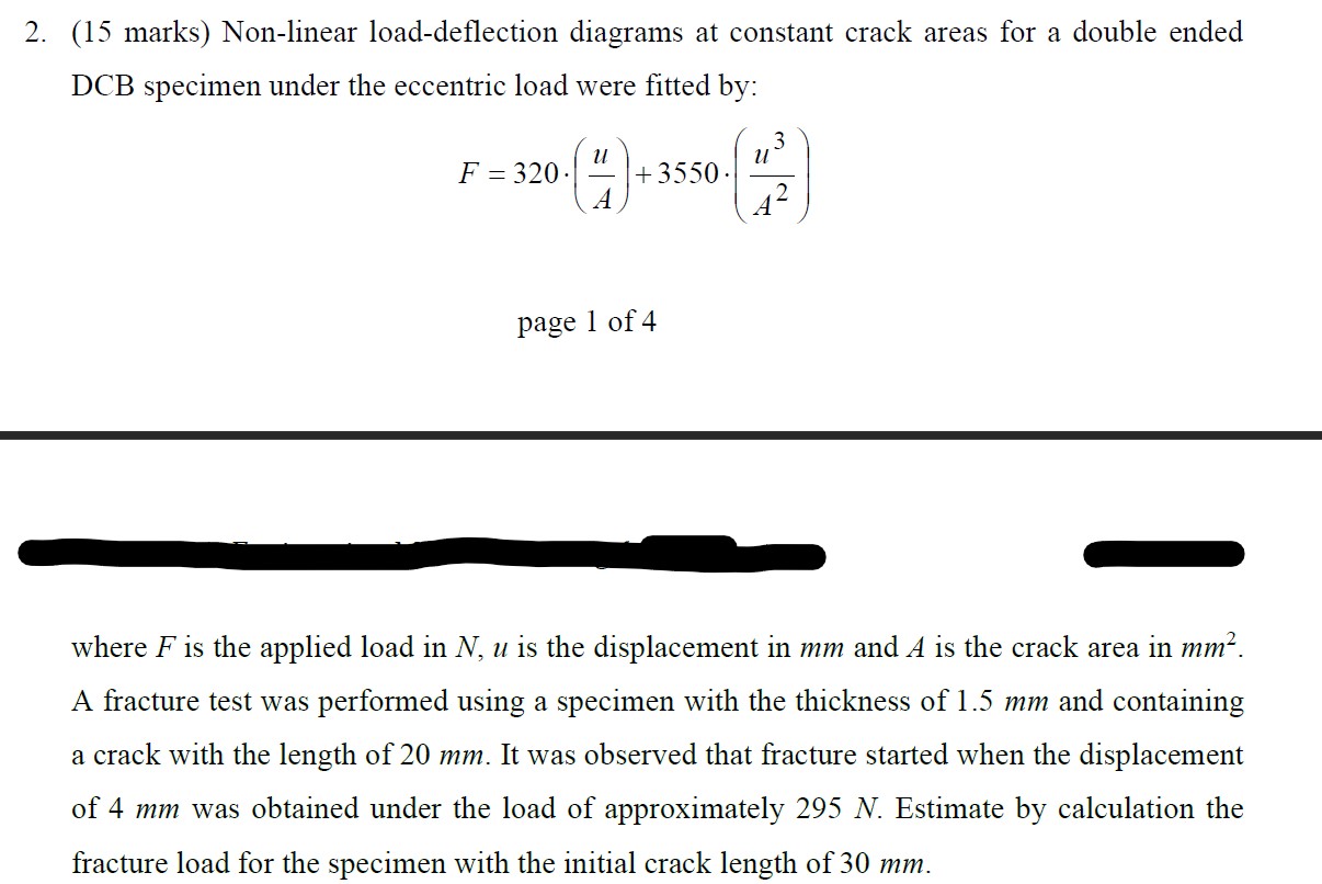 Solved 2. (15 marks) Non-linear load-deflection diagrams at | Chegg.com