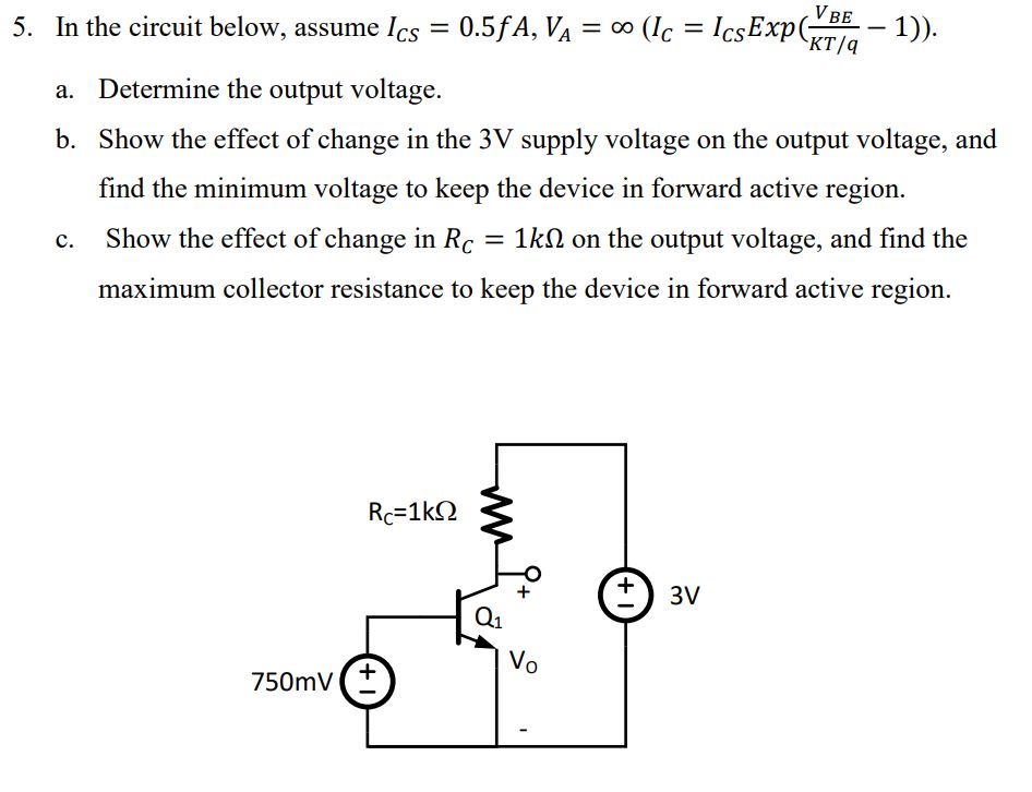 Solved 5. In the circuit below, assume | Chegg.com