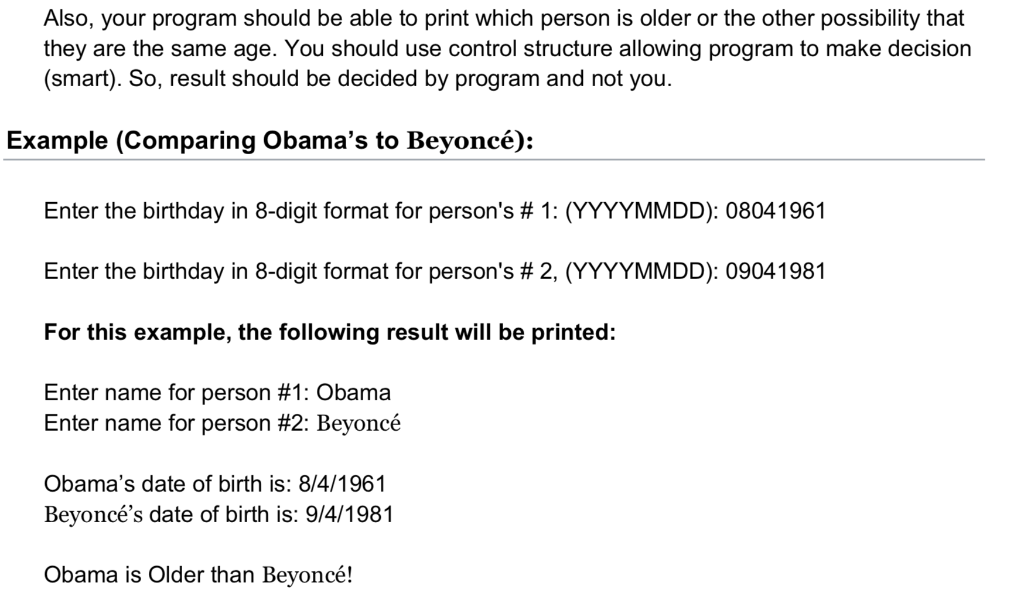 Solved 2) Exercise 2: Birth Date Application: (40 pts) Use | Chegg.com