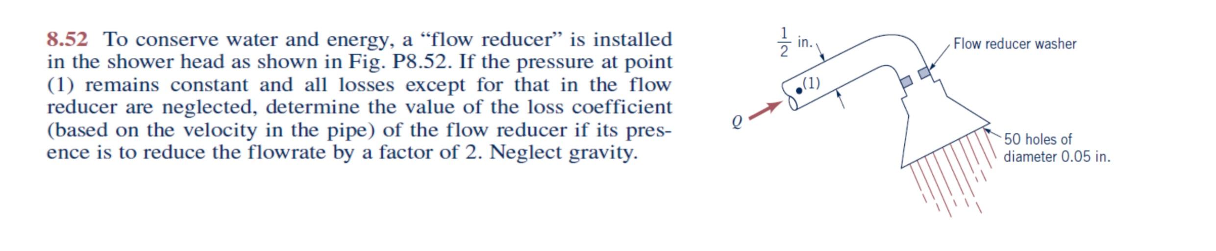 Solved 8.52 To conserve water and energy, a "flow reducer" | Chegg.com