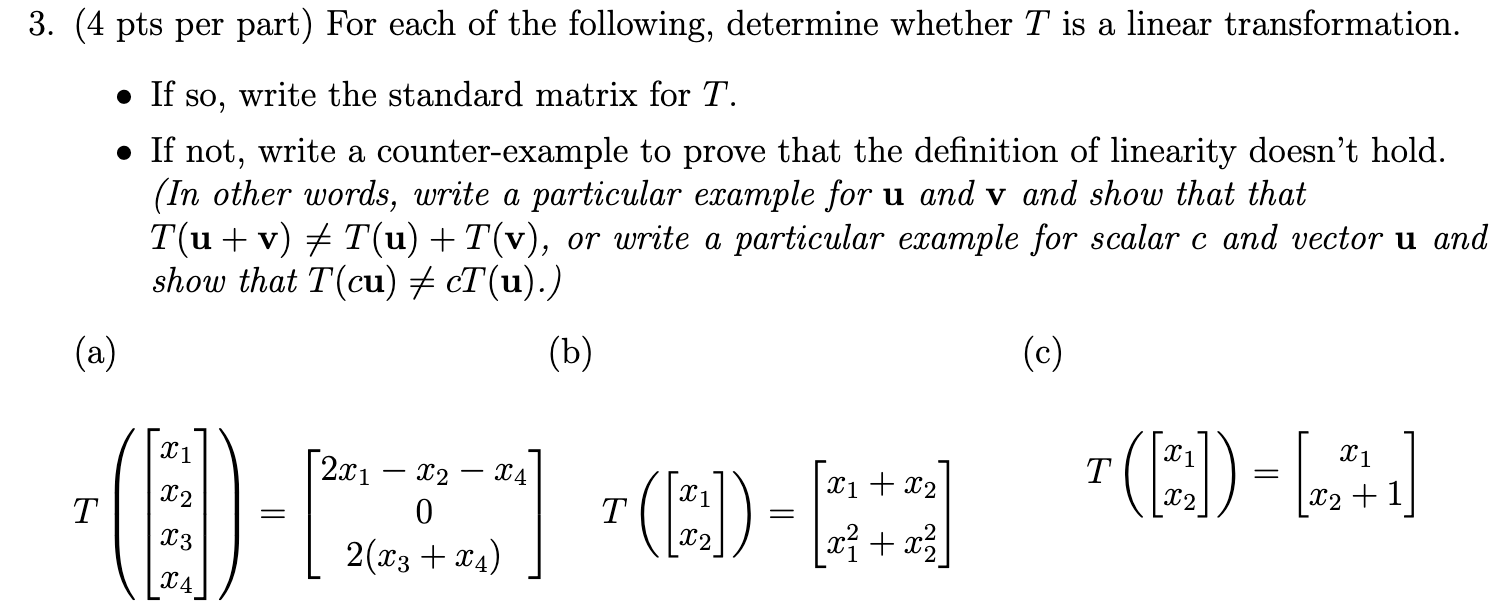 3. (4 pts per part) For each of the following, | Chegg.com