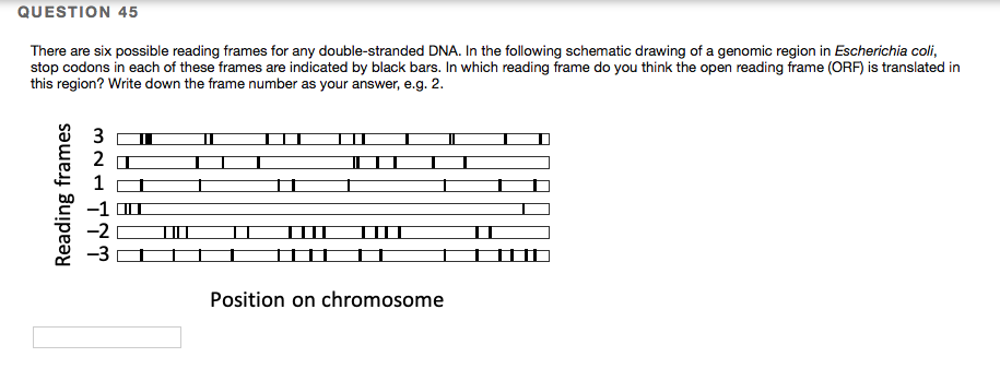 Solved QUESTION 45 There are six possible reading frames for | Chegg.com