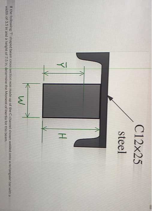 Solved C12x25 steel w m If the following T shaped beam cross | Chegg.com