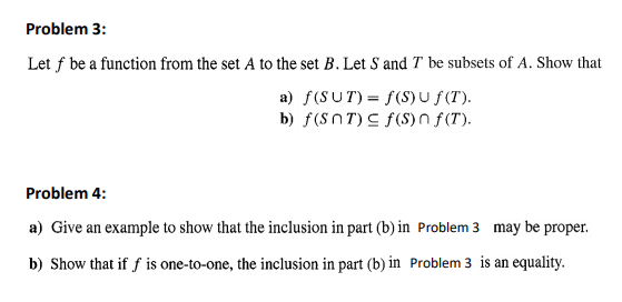 Solved Problem 3: Let f be a function from the set A to the | Chegg.com