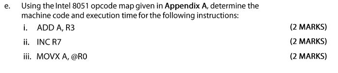 Solved e. Using the Intel 8051 opcode map given in Appendix | Chegg.com