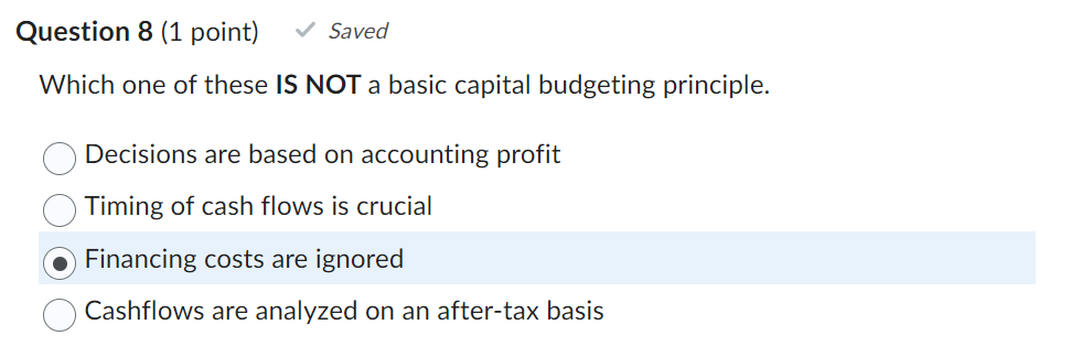 Solved Which one of these IS NOT a basic capital budgeting | Chegg.com