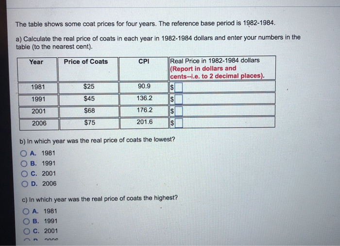 Solved Fill in the missing values in the table. Round all | Chegg.com