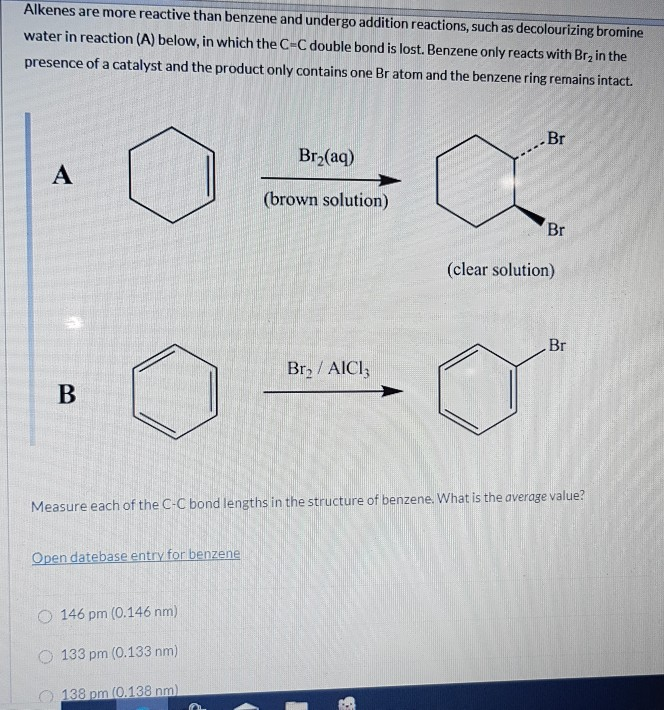 Solved Alkenes are more reactive than benzene and undergo | Chegg.com