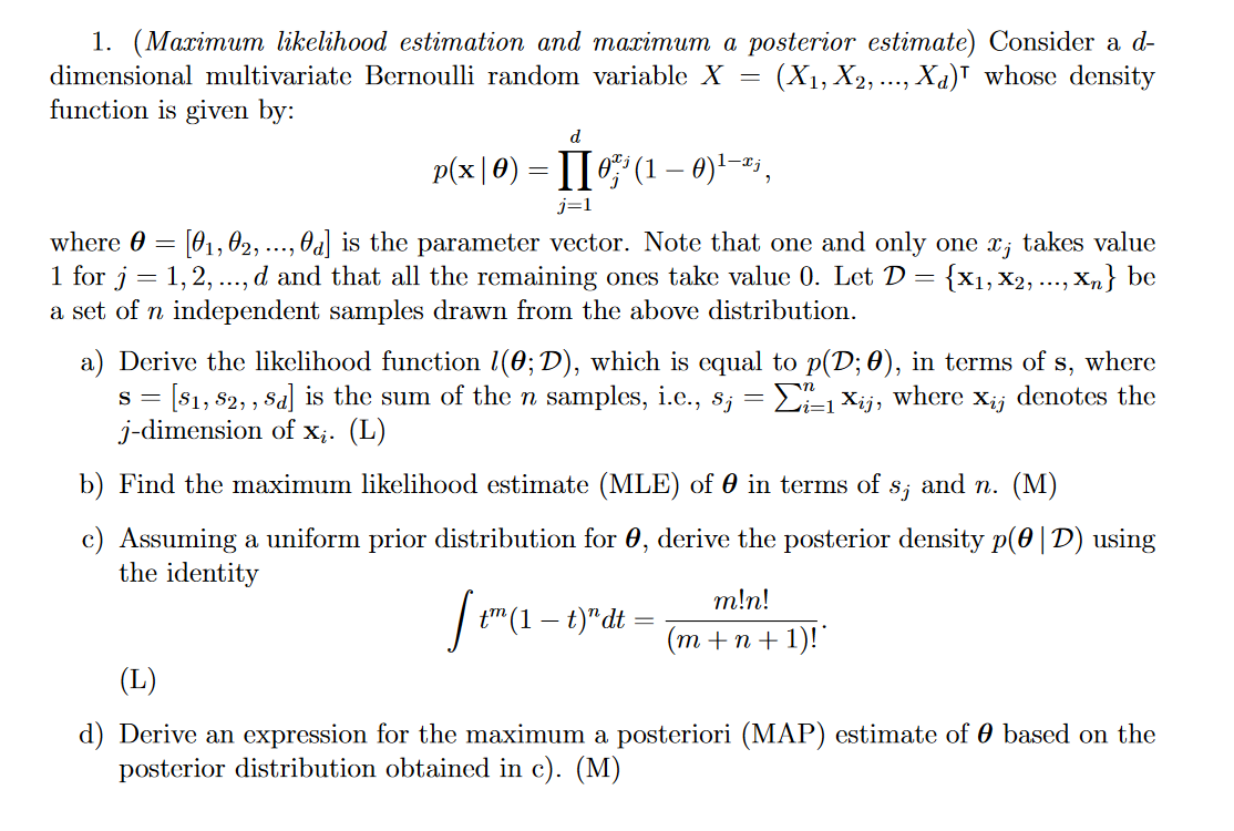 Solved 1. (Maximum likelihood estimation and maximum a | Chegg.com Solved 1. (Maximum likelihood estimation and maximum a | Chegg.com