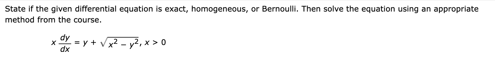 State if the given differential equation is exact, | Chegg.com