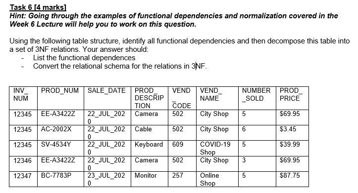 Solved Task 6 [4 marks] Hint: Going through the examples of | Chegg.com