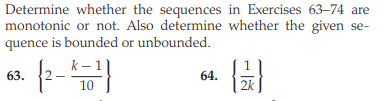 Solved Determine whether the sequences in Exercises 63-74 | Chegg.com