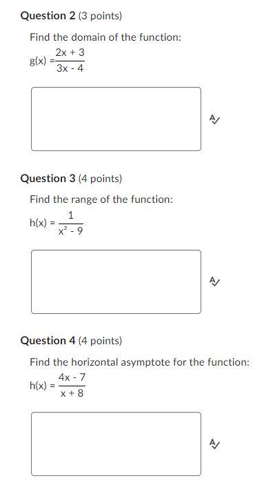 Solved Find the domain of the function: g(x)=3x−42x+3 A | Chegg.com