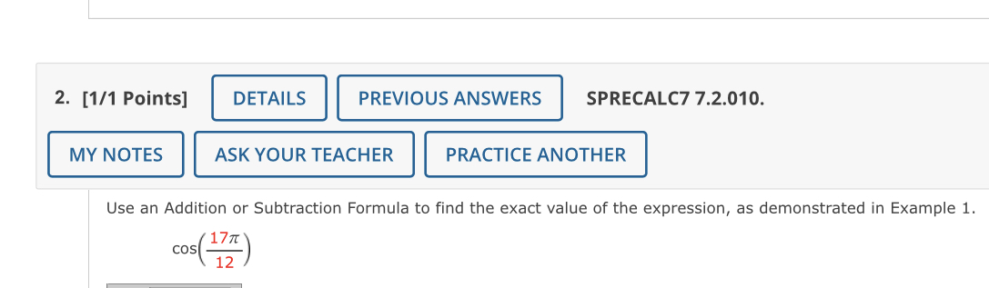 Solved Use addition and subtraction Formula to find the | Chegg.com