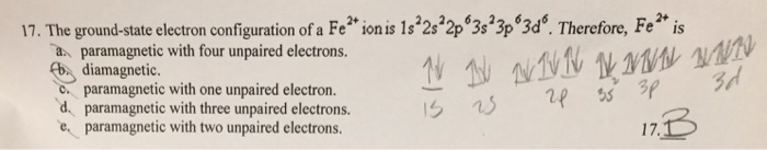 Solved 2+ 17. The ground-state electron configuration of a | Chegg.com