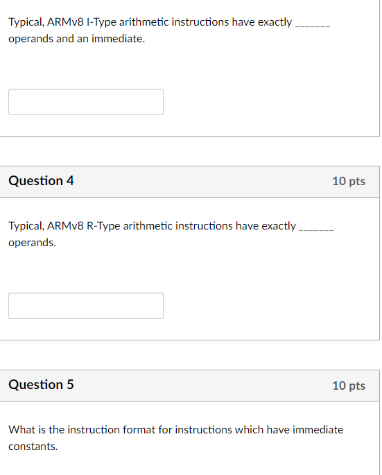 Solved Typical, ARMv8 I-Type arithmetic instructions have | Chegg.com