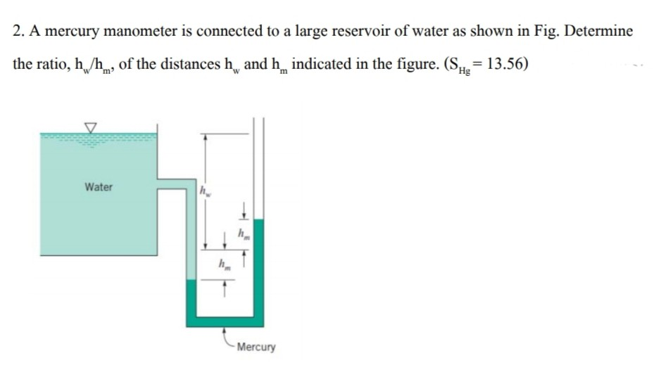 Solved 2. A mercury manometer is connected to a large | Chegg.com