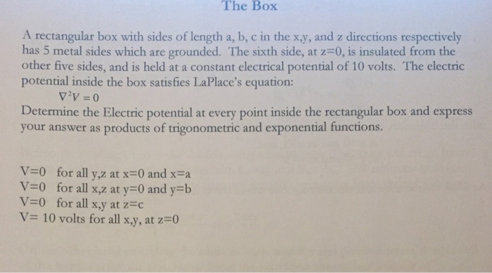 Solved The Box A rectangular box with sides of length a, b, | Chegg.com